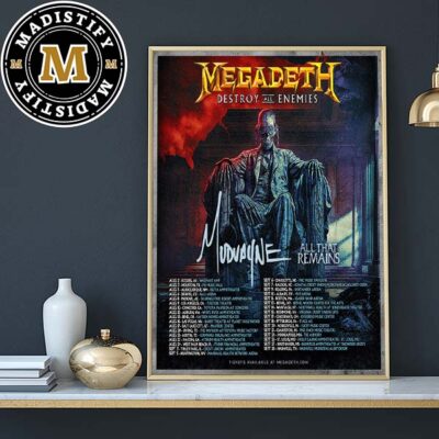 Megadeth Destroy All Enemies 2024 North America Tour Schedule Date List Home Decor Poster Canvas ...