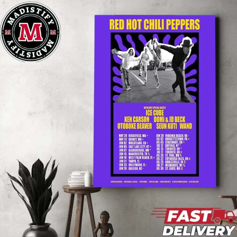 Red Hot Chili Peppers Tour 2024 Schedule List Date Home Decor Poster Canvas - Madistify