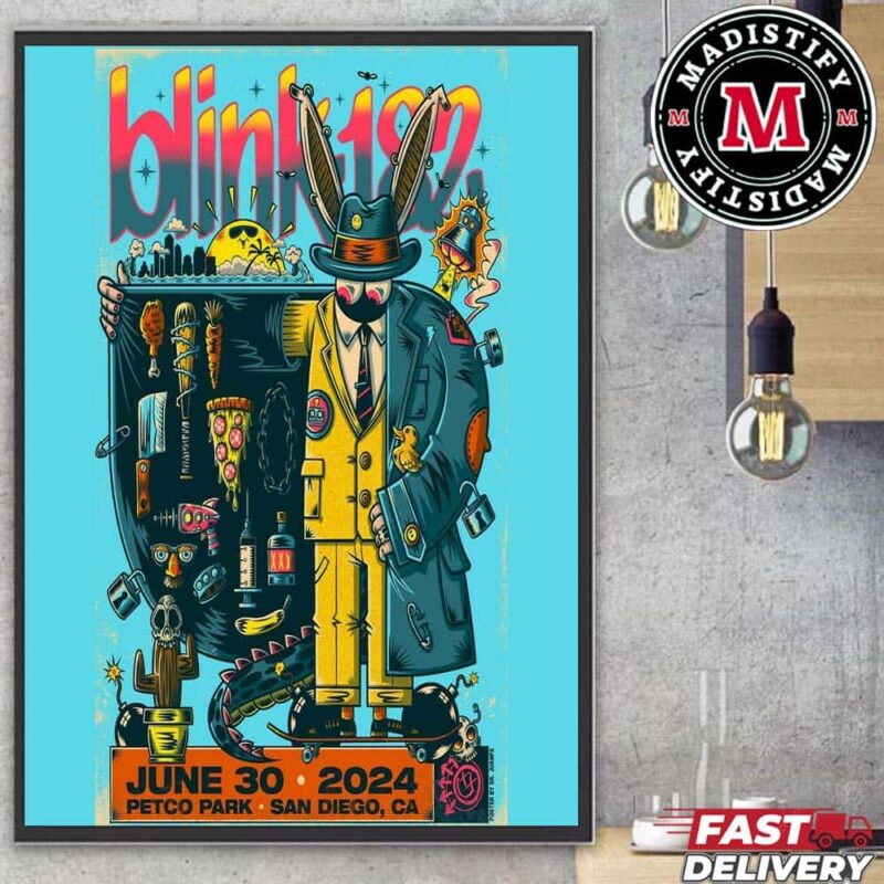 Official Blink-182 Show Poster June 30 2024 Petco Park San Diego CA One ...