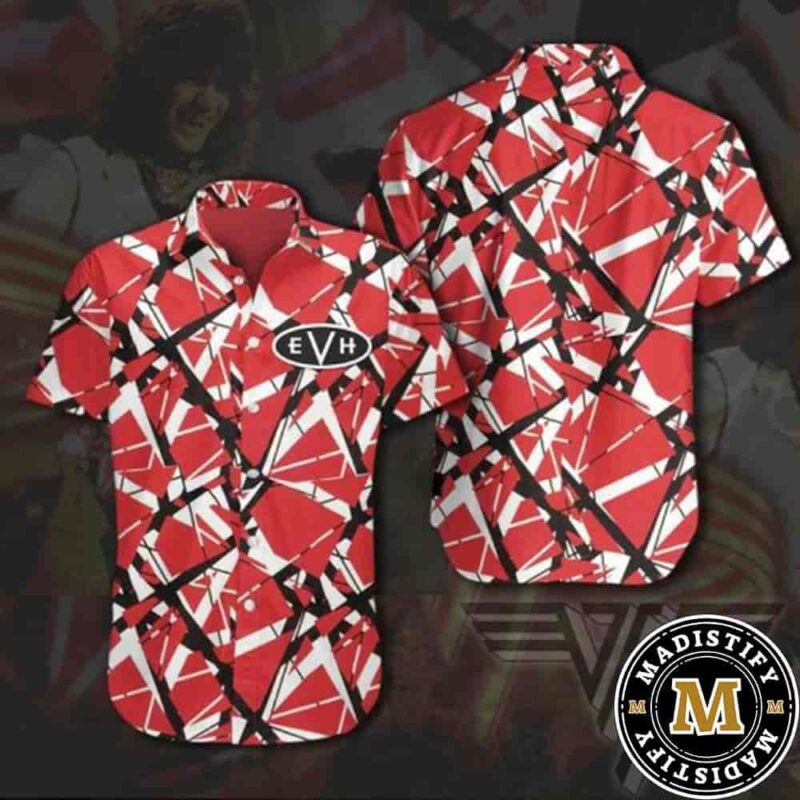 Van Halen Striped Merch 2025 Hawaiian Shirt And Beach Short - Madistify